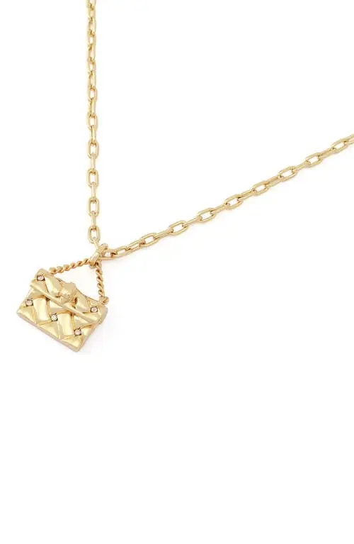 Kurt Geiger Quilt Kensington Bag Pendant Necklace - Gold