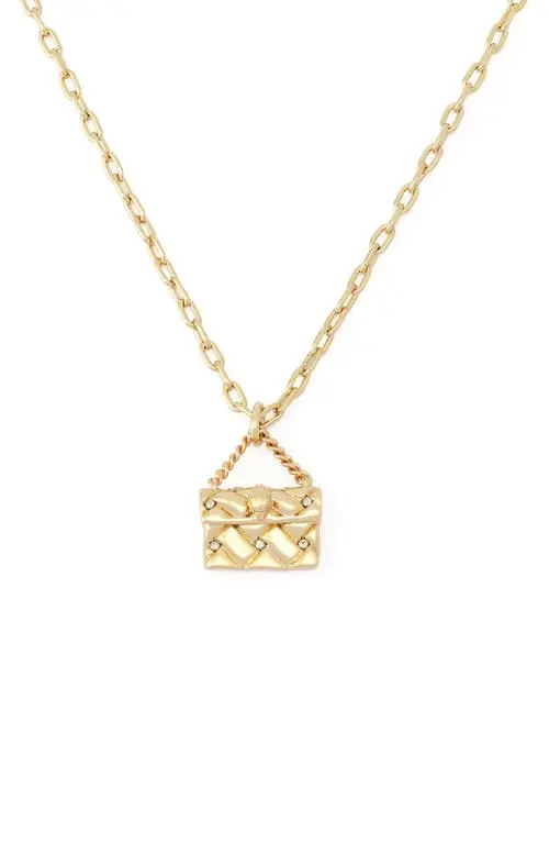 Kurt Geiger Quilt Kensington Bag Pendant Necklace - Gold