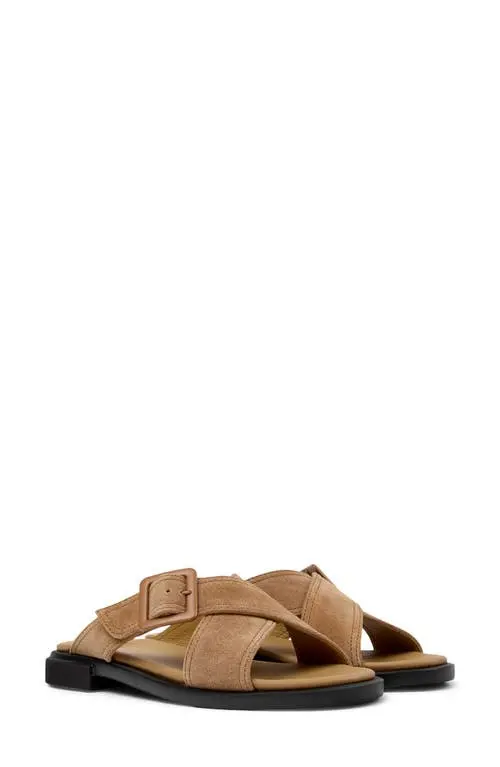 Camper Edy Suede Slide Sandal - Medium Brown