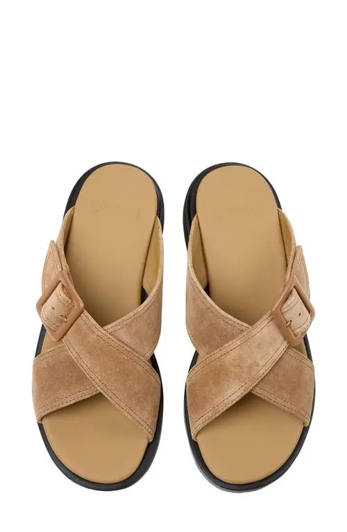 Camper Edy Suede Slide Sandal - Medium Brown