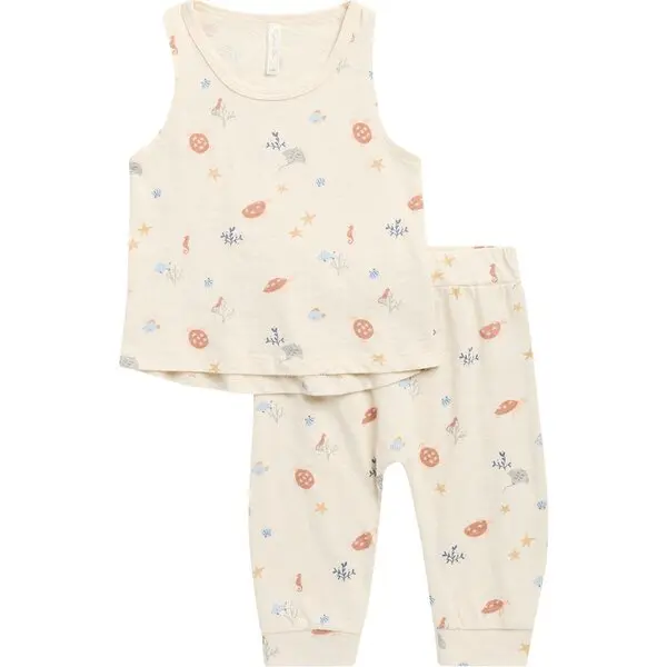 RYLEE + CRU Aquatic Print Tank & Pants Set - Natural