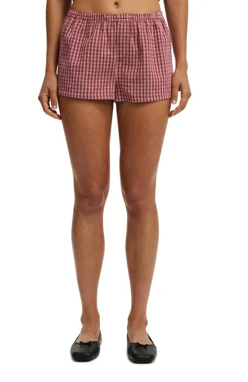 COTTON ON Hazel Micro Short - Hazel Check Cherrywood