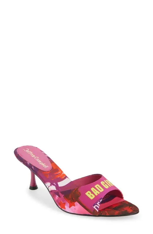 Jeffrey Campbell Slide Sandal With Heel - Fuchsia Bad Girl Combo