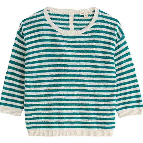 SEASALT CORNWALL Knavock Stripe Organic Cotton & Linen Sweater - Mini Cornish Deep Dive