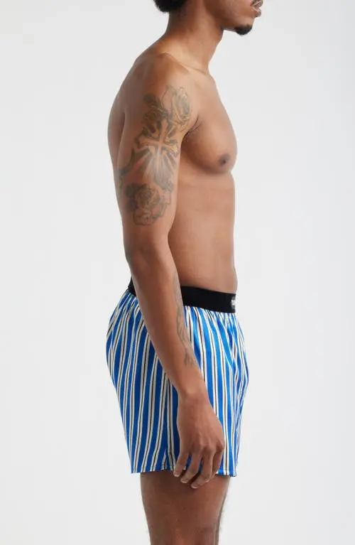 TOM FORD Stripe Stretch Silk Boxer Shorts - Blue/white