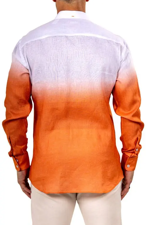 MACEOO Eins Marthy Contemporary Fit Linen Button-up Shirt - Orange