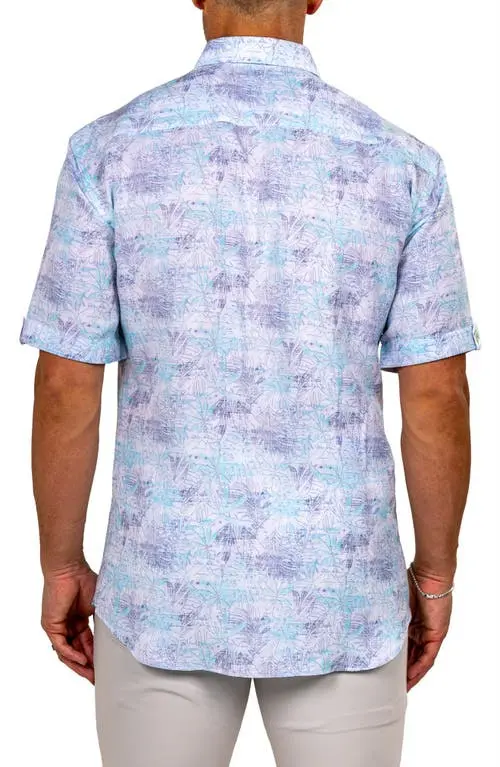 MACEOO Galileo Marthyr0237 Floral Short Sleeve Button-up Shirt - White