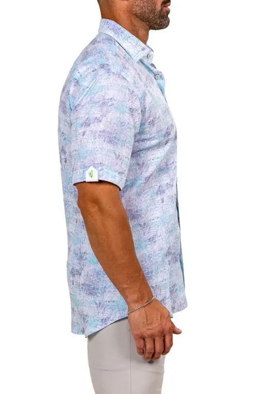 MACEOO Galileo Marthyr0237 Floral Short Sleeve Button-up Shirt - White