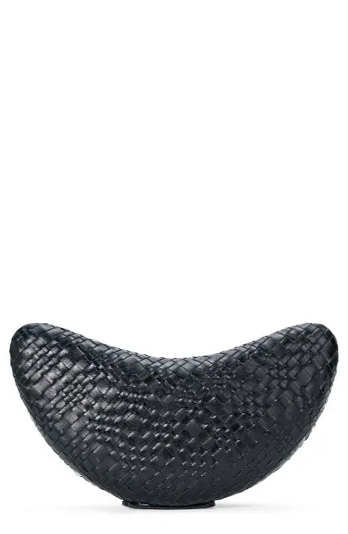 Staud Crescent Woven Leather Clutch - Black