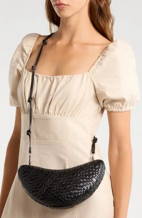 Staud Crescent Woven Leather Clutch