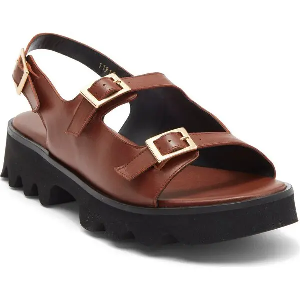 Freda Salvador Buckle Strap Sandal - Chocolate Calf