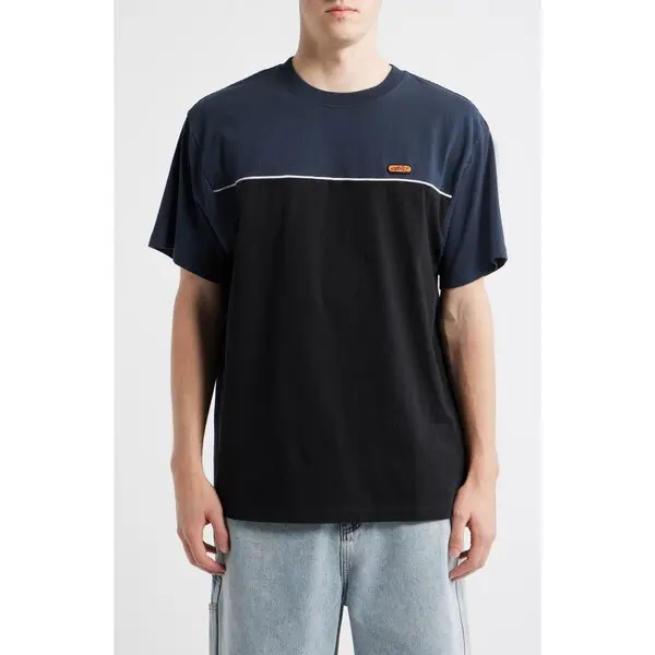 Rip Curl Halfa Panel Cotton T-shirt - Black/navy