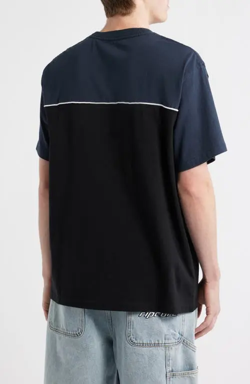 Rip Curl Halfa Panel Cotton T-shirt - Black/navy