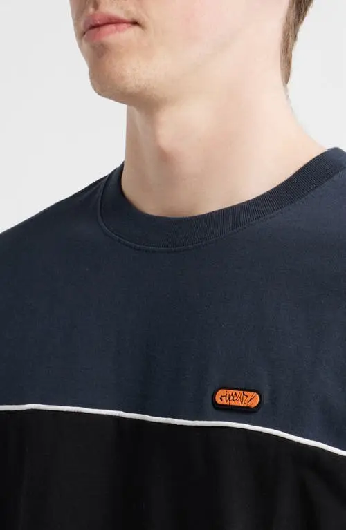 Rip Curl Halfa Panel Cotton T-shirt - Black/navy