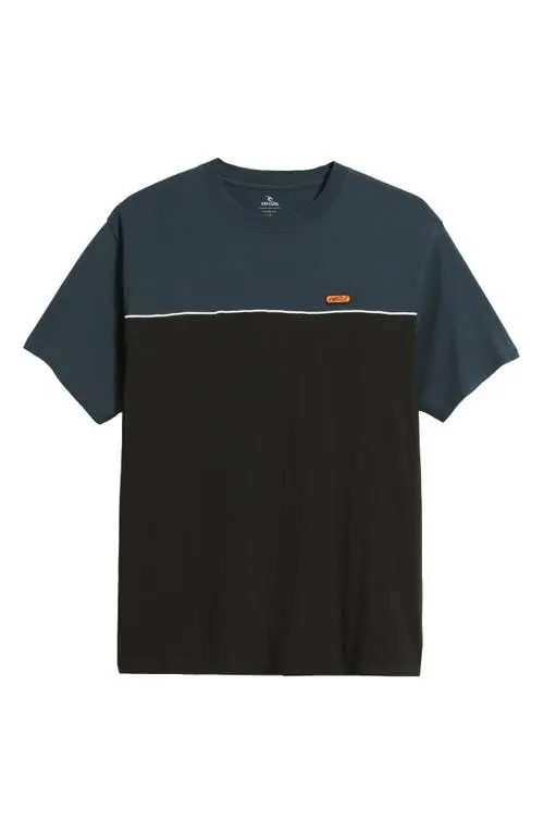 Rip Curl Halfa Panel Cotton T-shirt - Black/navy