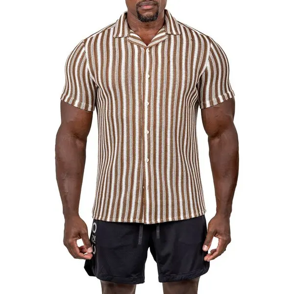 MACEOO Marthy Knit Short Sleeve Button-up Shirt