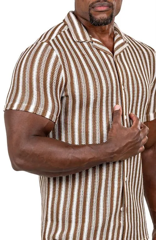 MACEOO Marthy Knit Short Sleeve Button-up Shirt