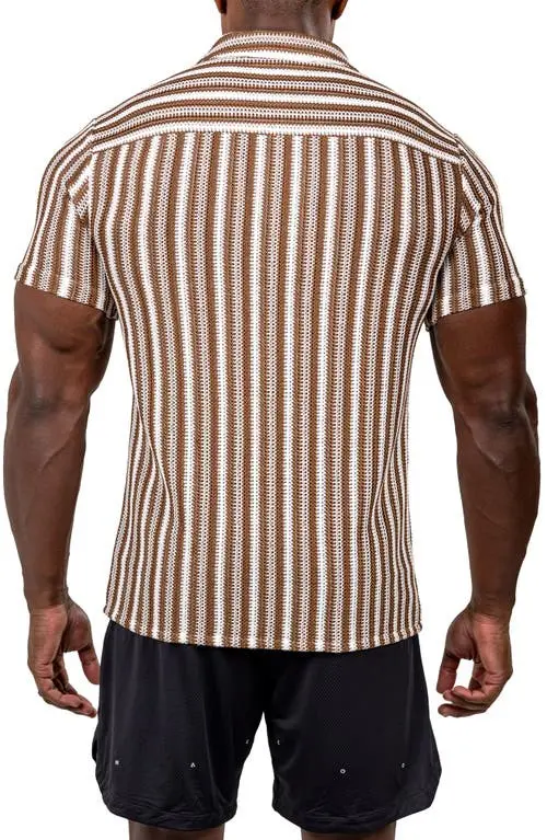 MACEOO Marthy Knit Short Sleeve Button-up Shirt
