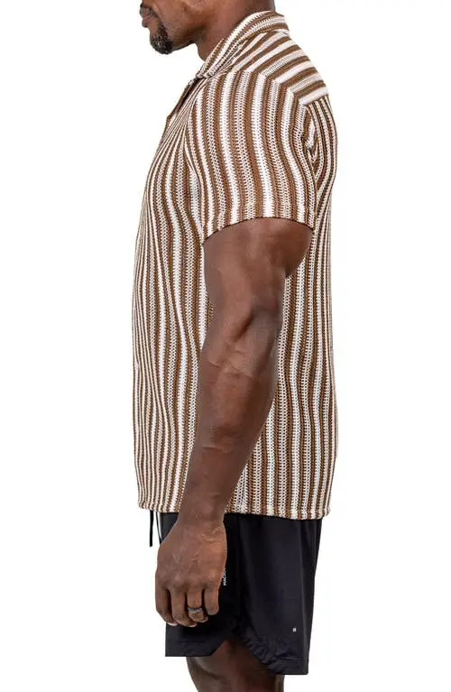 MACEOO Marthy Knit Short Sleeve Button-up Shirt