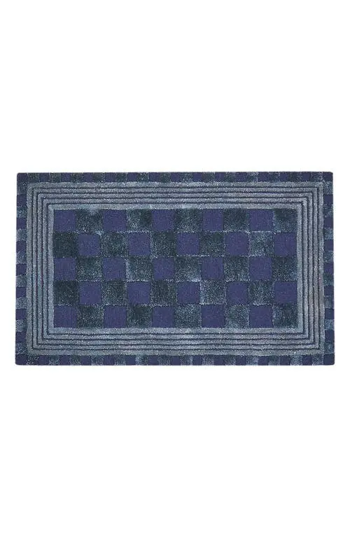 MACKENZIE-CHILDS Blue Tonal Check Rug - Indigo
