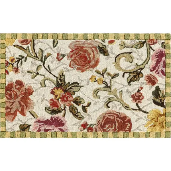 MACKENZIE-CHILDS Golden Peonies Rug - White