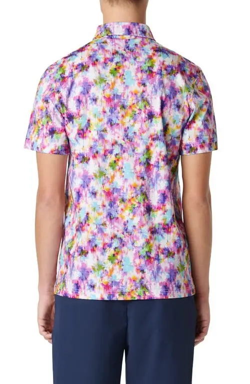 Bugatchi Hendrix Digital Watercolor Print Pima Cotton Polo - Fuchsia