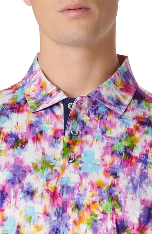 Bugatchi Hendrix Digital Watercolor Print Pima Cotton Polo - Fuchsia