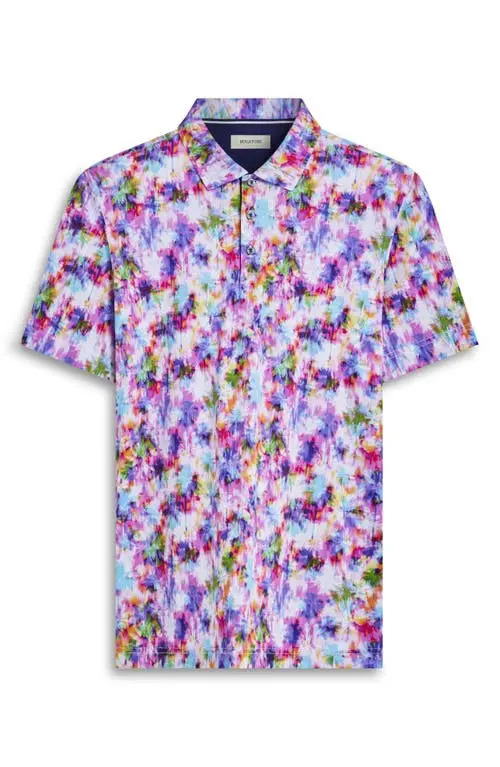 Bugatchi Hendrix Digital Watercolor Print Pima Cotton Polo - Fuchsia