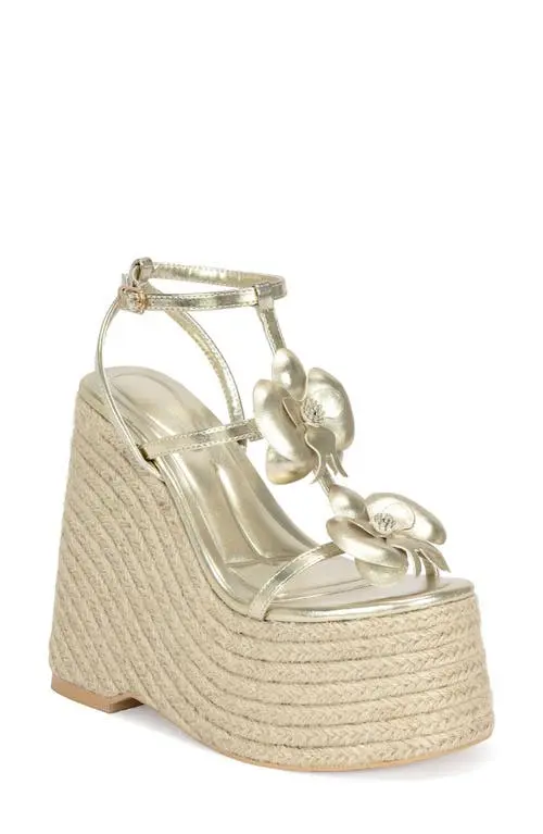 AZALEA WANG Barossa Espadrille Platform Wedge Sandal - Gold