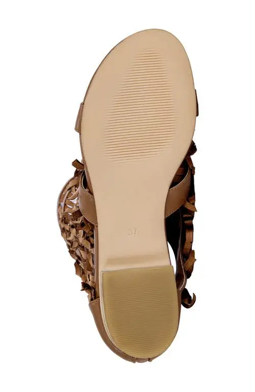 AZALEA WANG Fringe Gladiator Sandals - Brown