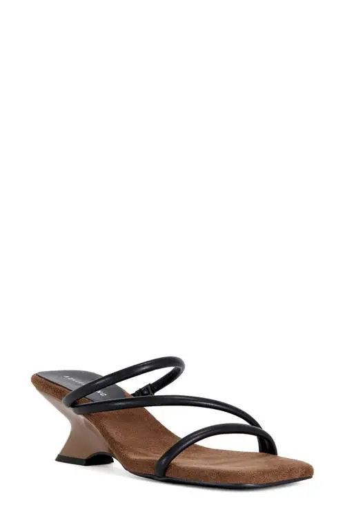 AZALEA WANG Genna Wedge Slide Sandal - Chocolate