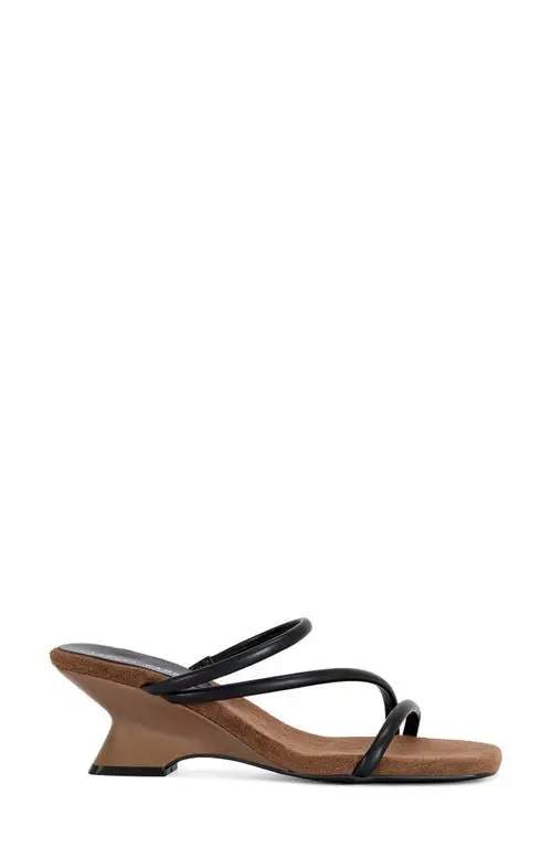 AZALEA WANG Genna Wedge Slide Sandal - Chocolate
