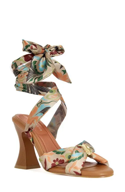 AZALEA WANG Elandra Ankle Wrap Sandal - Brown Multi