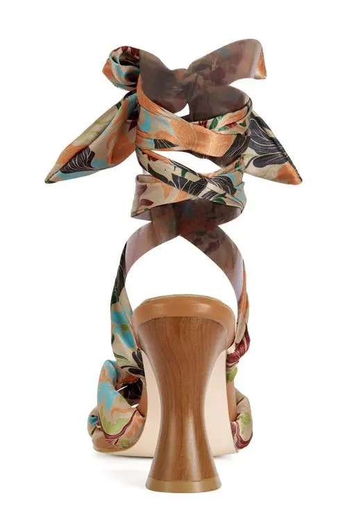 AZALEA WANG Elandra Ankle Wrap Sandal - Brown Multi