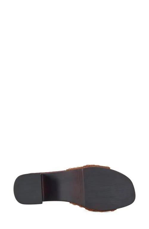 AZALEA WANG Suede Platform Sandal With Studs And Horsebit Hardware - Brown
