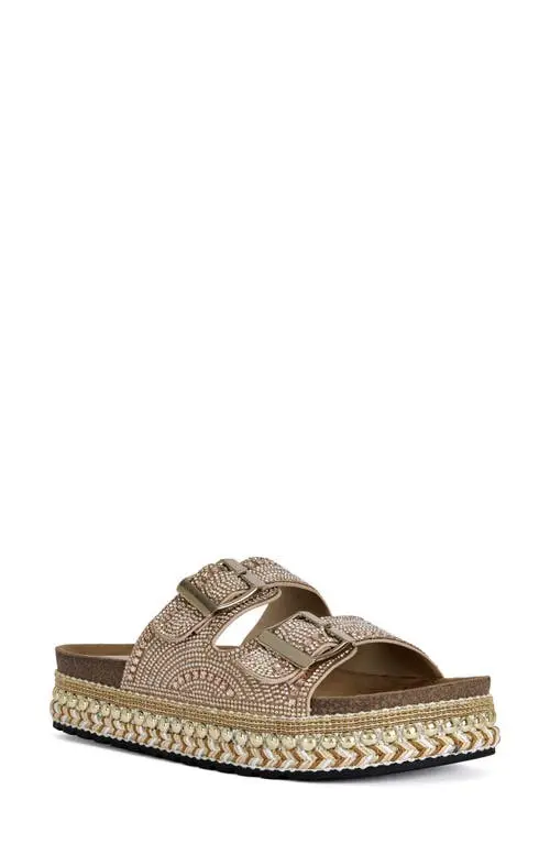AZALEA WANG Ezri Beaded Slide Sandal - Rose Gold
