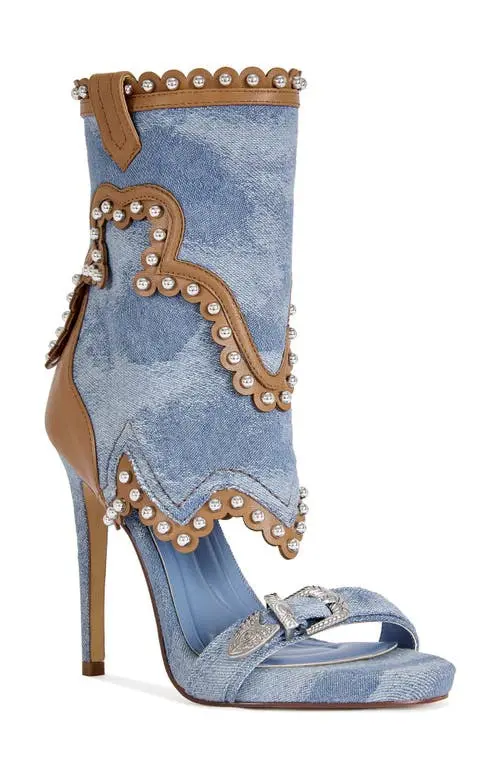 AZALEA WANG Caprizia Ankle Cuff Sandals - Denim