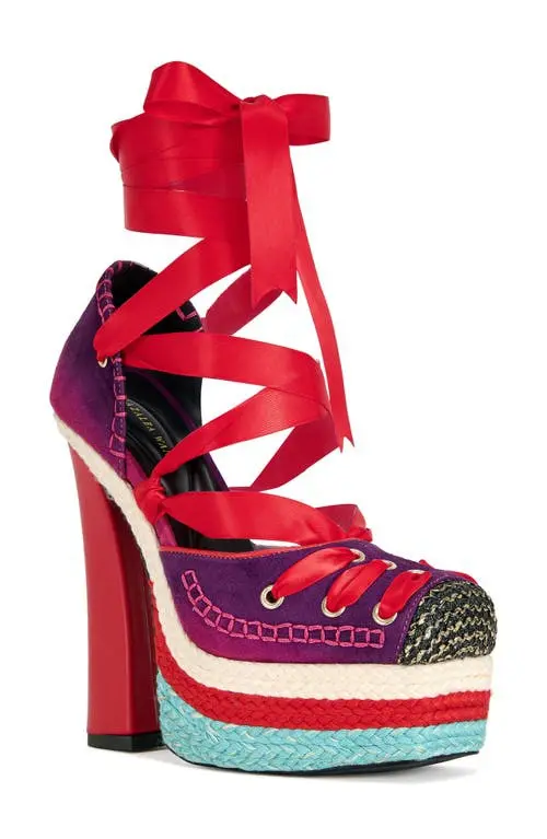 AZALEA WANG Fonteyn Platform Sandals - Red Multi