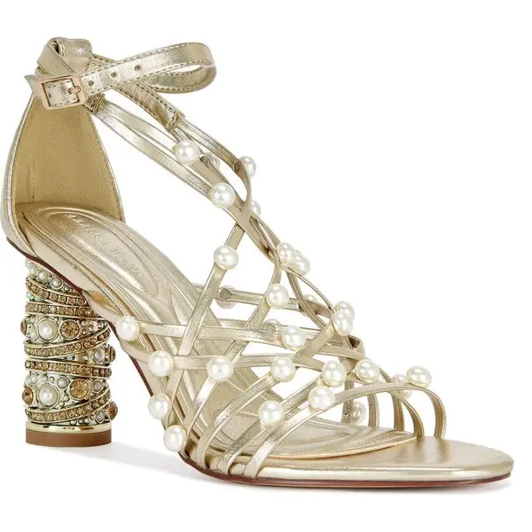 AZALEA WANG Jadine Ankle Strap Sandal - Gold