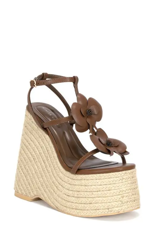 AZALEA WANG Barossa Espadrille Platform Wedge Sandal - Brown