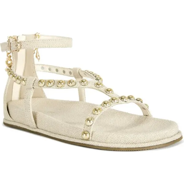 AZALEA WANG Nautyca Stud Embellished Ankle-strap Sandal - Natural