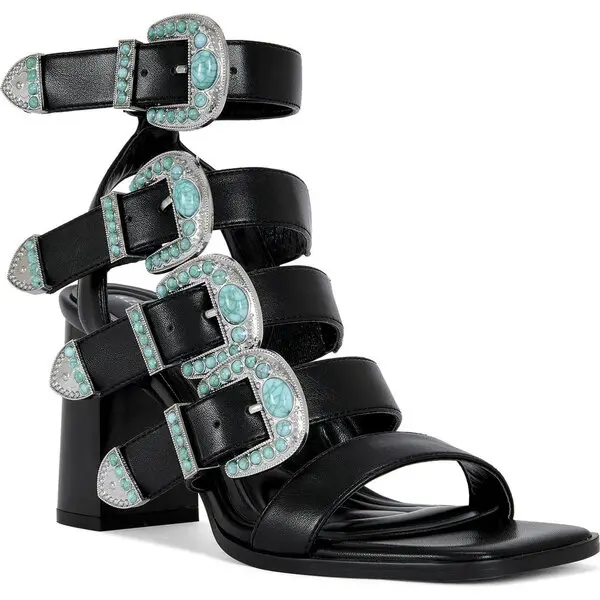 AZALEA WANG Raeanne Ankle Strap Sandal - Black