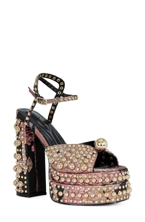AZALEA WANG Hananiah Studded Platform Sandal - Black Multi