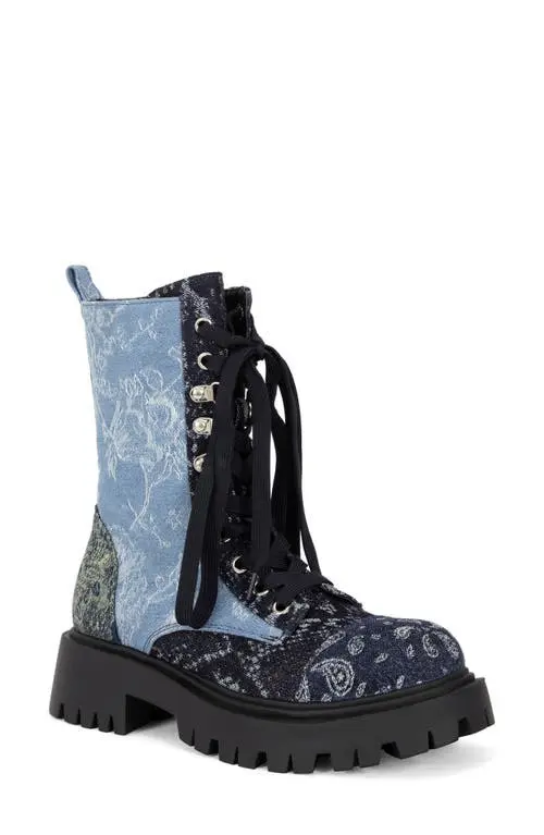 AZALEA WANG Providence Combat Boot - Denim