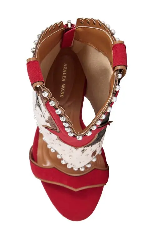 AZALEA WANG Tahlie Genuine Calf Hair Stiletto Sandal - Red Multi
