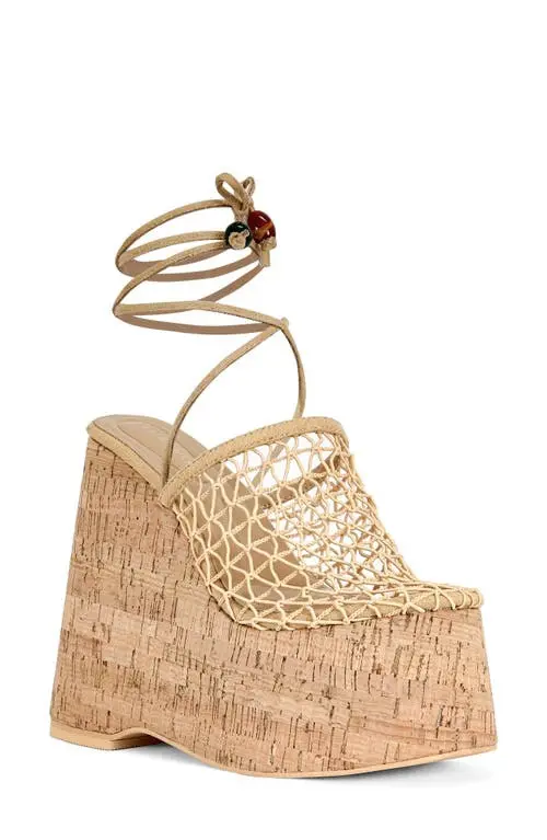AZALEA WANG Venne Platform Wedge Sandal - Natural