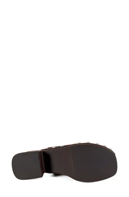 AZALEA WANG Walinda Suede Clogs With Stud Detailing - Chocolate