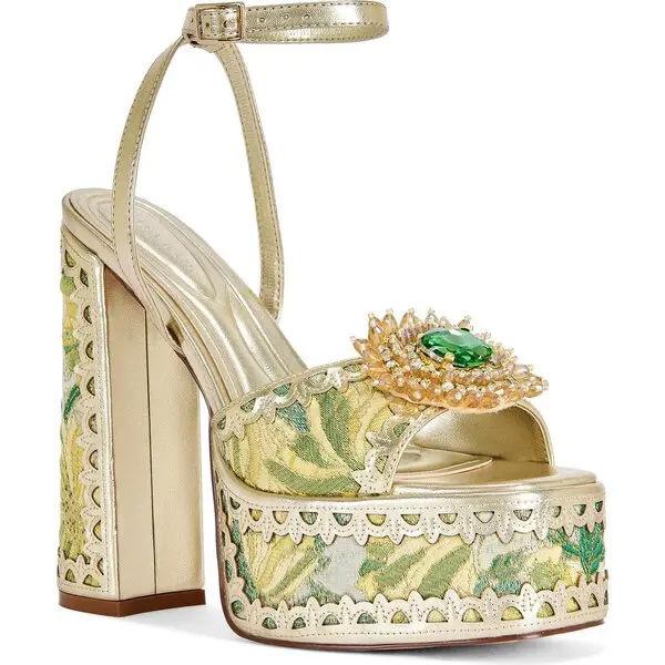 AZALEA WANG Wenda Platform Sandal - Green Multi