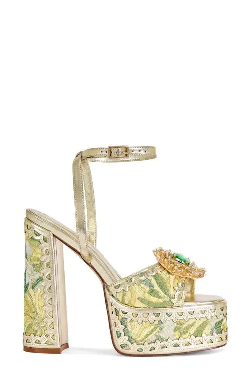 AZALEA WANG Wenda Platform Sandal - Green Multi