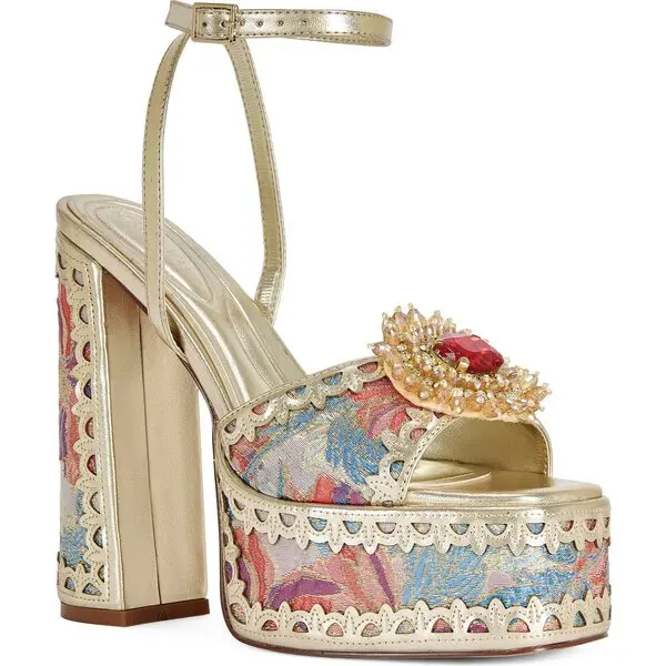 AZALEA WANG Wenda Platform Ankle Strap Sandal - Pink Multi